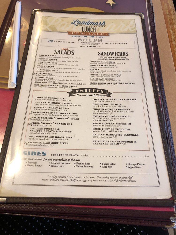 Menu at Landmark Restaurant Diner, Charlotte