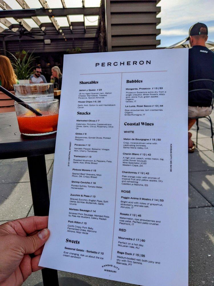 Carta de Percheron Rooftop Bar, Kansas City