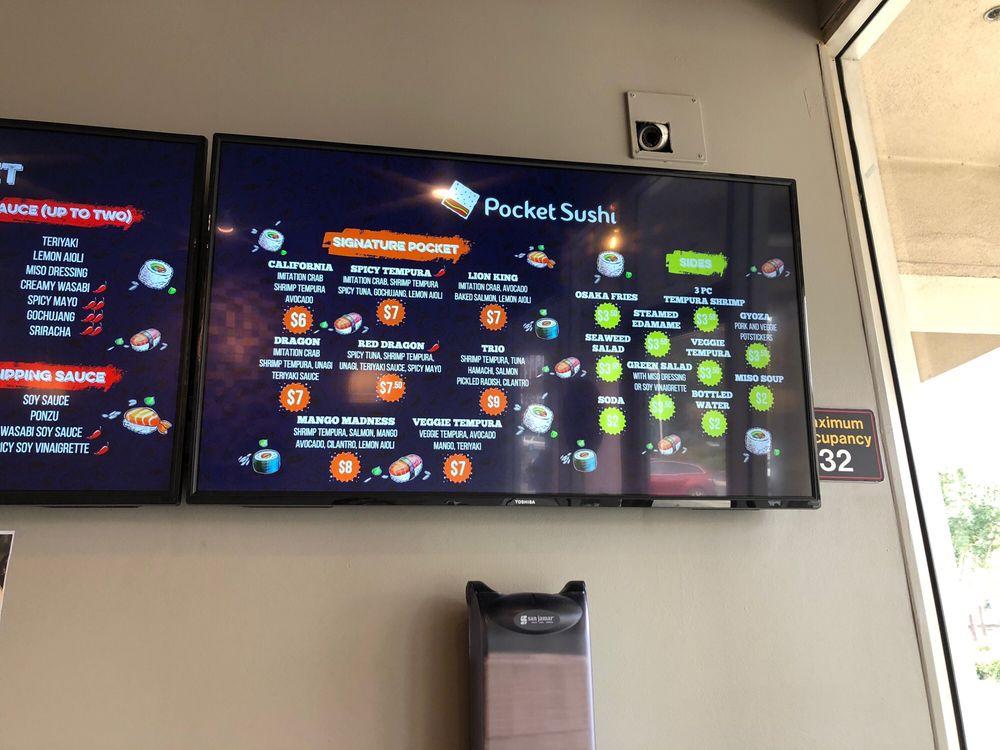 Menu at Pocket Sushi restaurant, Pleasanton