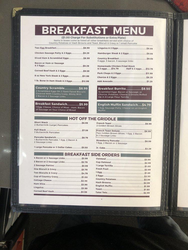 Menu at Sam's Cafe, Ceres