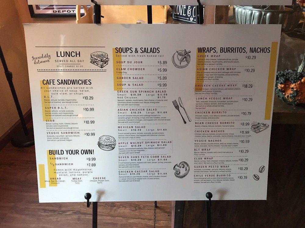 Menu at Seven Suns Coffee & Cafe, Mount Shasta