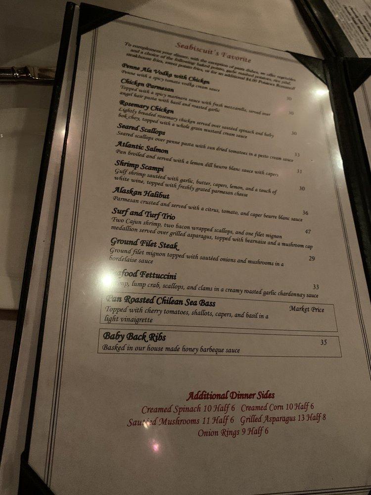 Menu at The Derby steakhouse, Arcadia