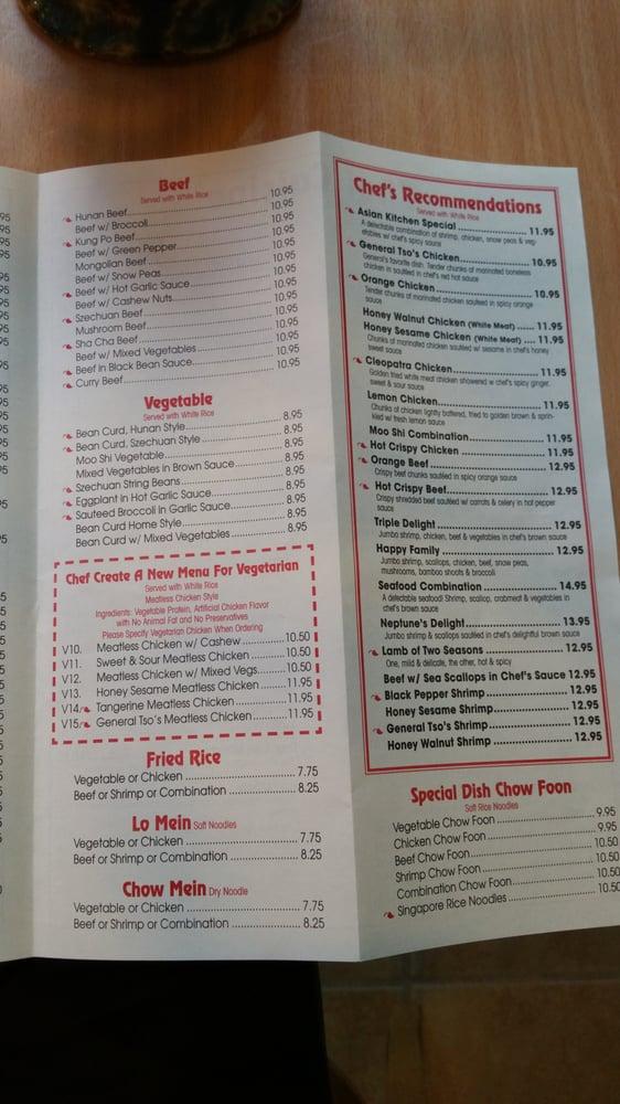 Menu at Asian Kitchen restaurant, Owings Mills, Lakeside Blvd