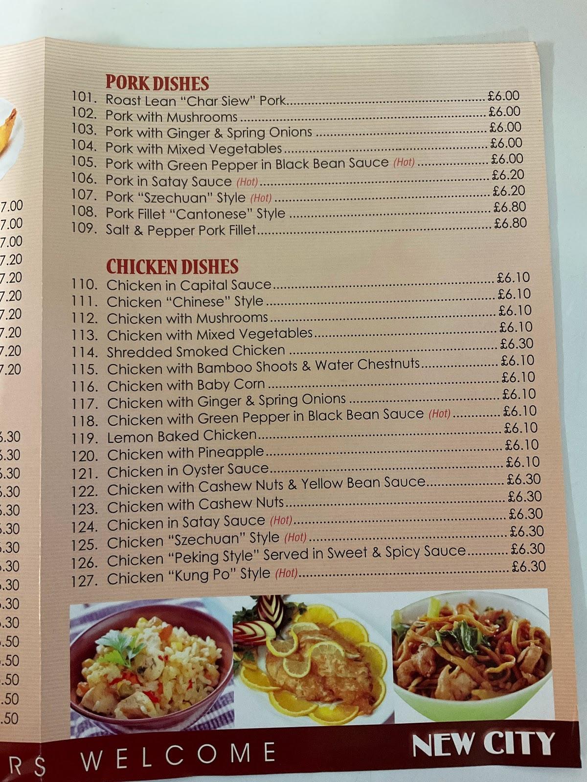 Menu at New City fast food, Ringwood