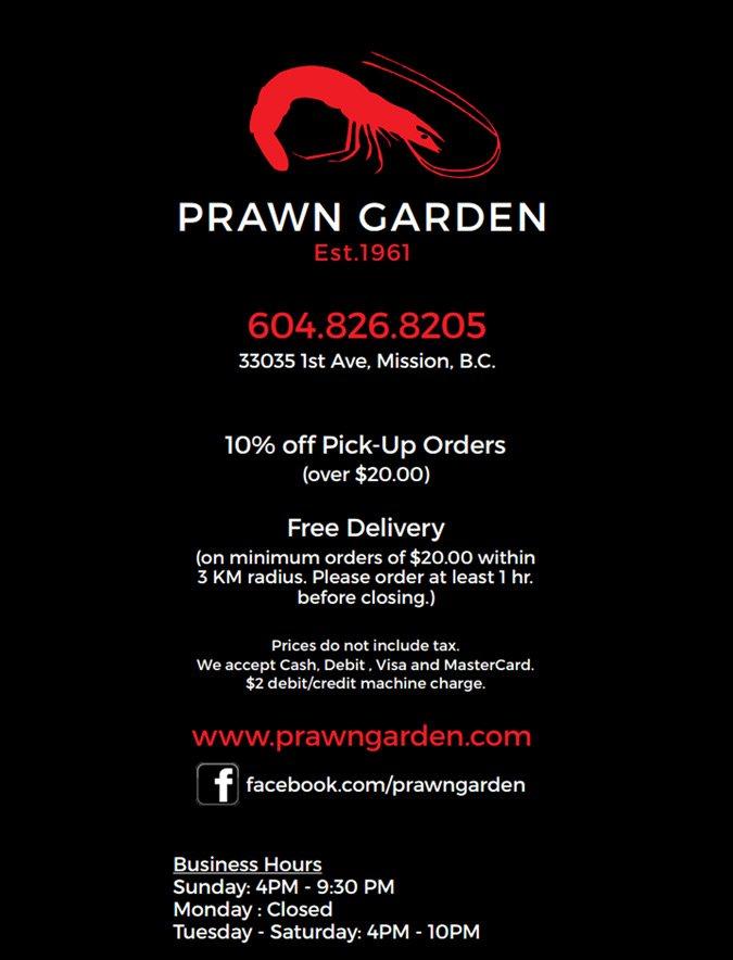 Menu at Prawn Garden Restaurant 蝦園中餐, Mission