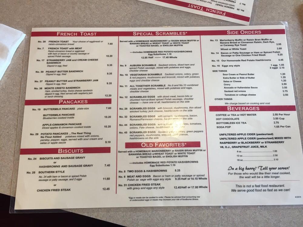 Menu at Sun Break Cafe, Auburn