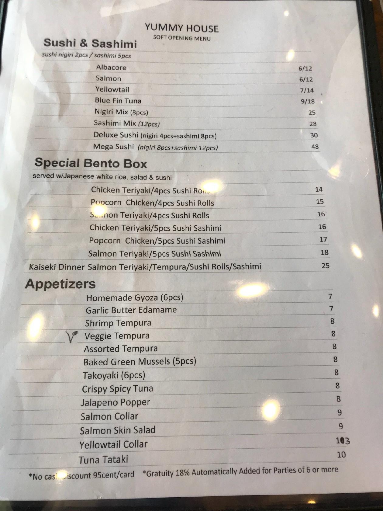 Menu at YUMMY HOUSE - Sushi & Ramen restaurant, Brea