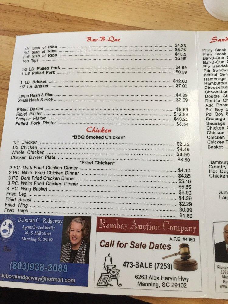 Menu at JK's House of Ribs BBQ, Manning, 151 Durant St