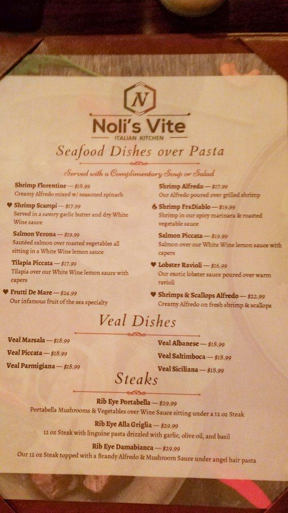 Menu at Noli's Vite pizzeria, New Braunfels