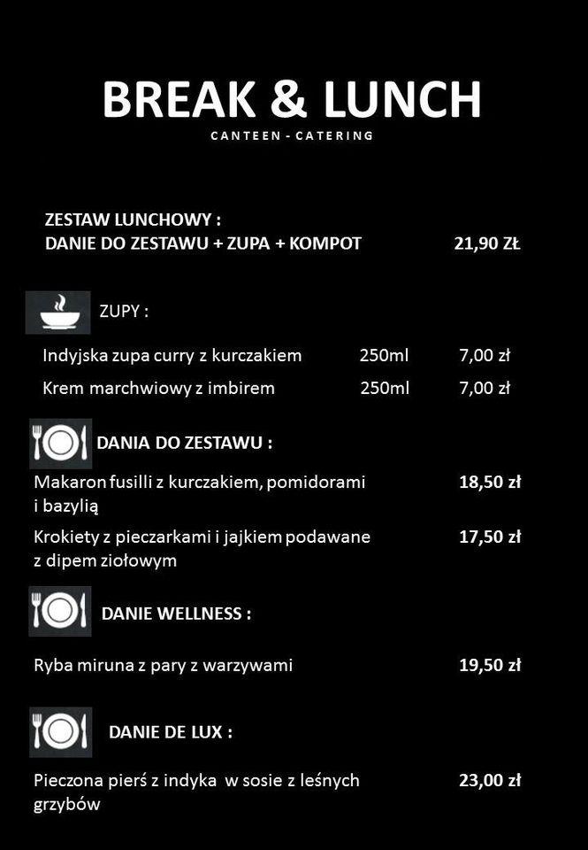 Menu at Break & Lunch restaurant, Warsaw
