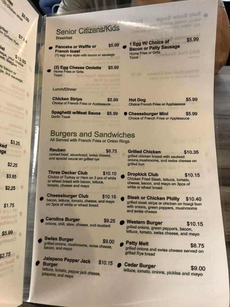 Menu at Cedar Point Restaurant, Spring Lake