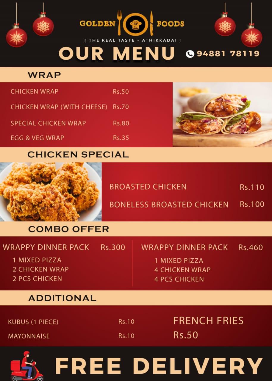 Menu at Golden Foods Athikkadai, Athikkadai