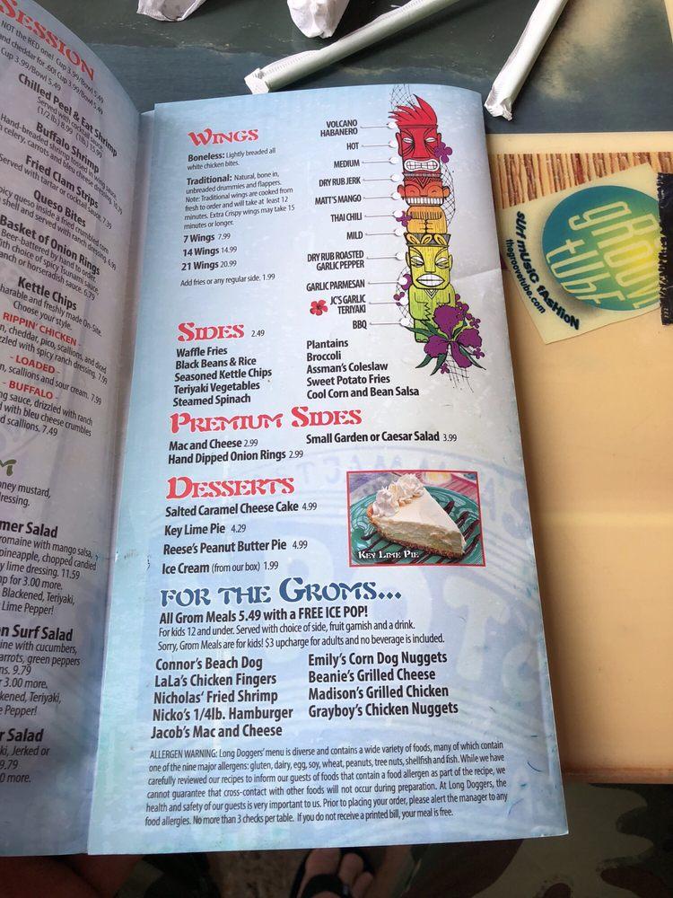 Menu at Long Doggers restaurant, Satellite Beach, S Patrick Dr