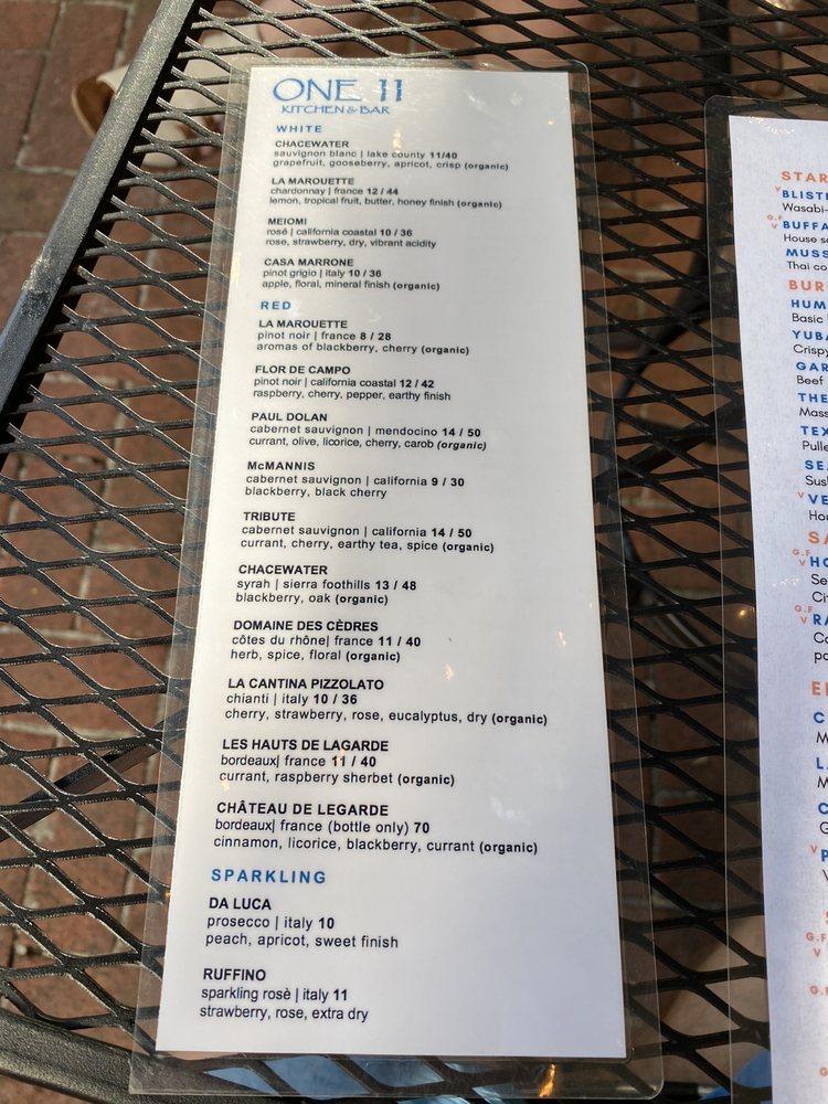 Menu at One 11 Kitchen and Bar, Nevada City