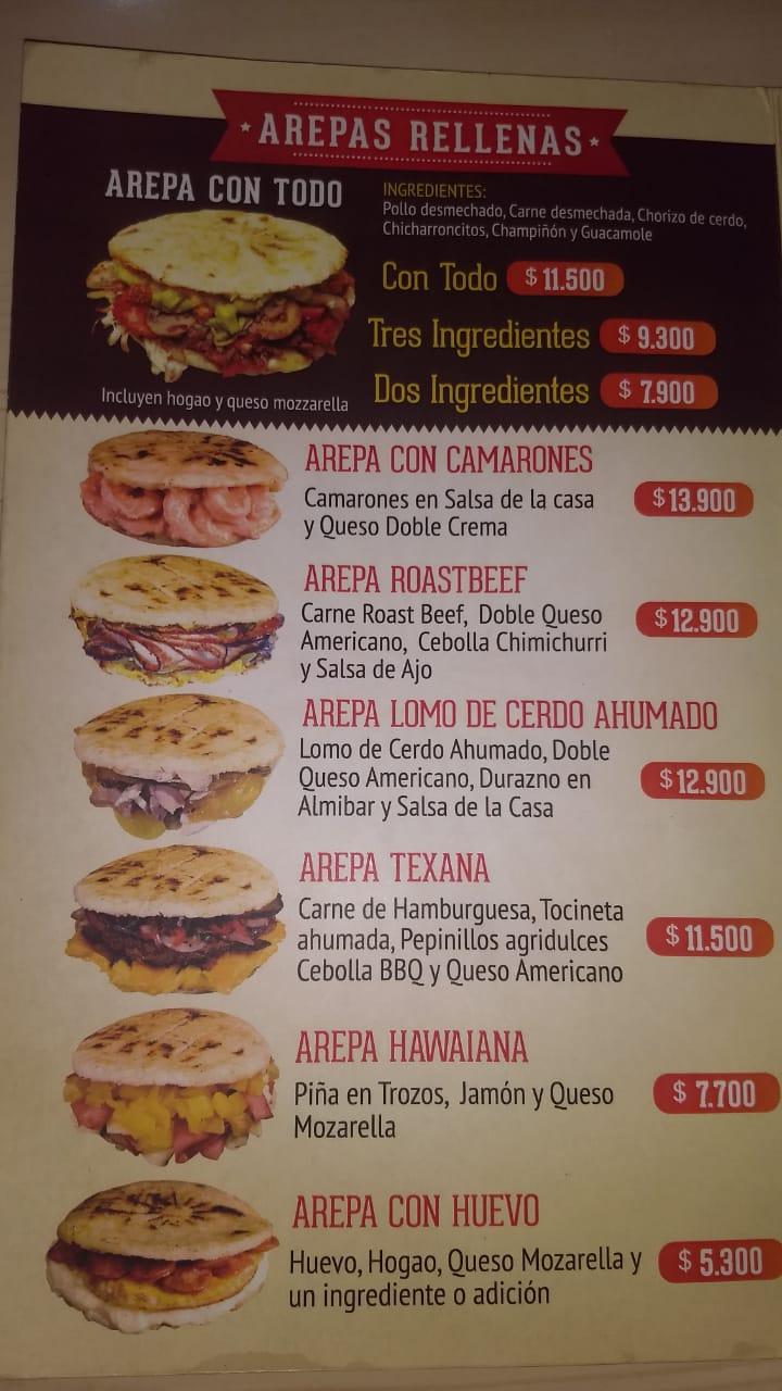 Menu at Que Arepa restaurant, Bello