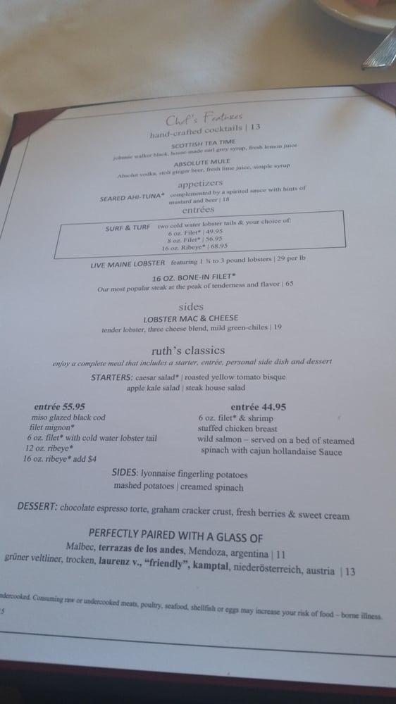 Menu at Ruth's Chris Steak House pub & bar, Albuquerque