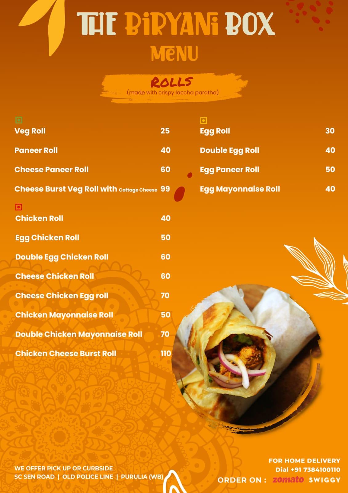 Menu at The Biryani Box, Purulia