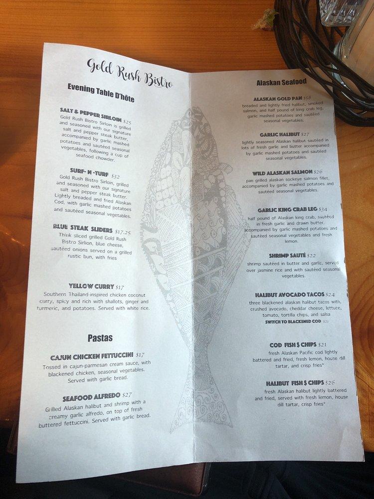 Menu at Gold Rush Bistro restaurant, Seward