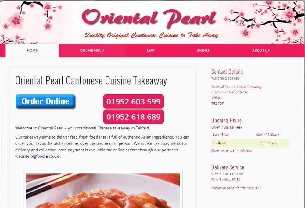 Menu at Oriental Pearl fast food, Telford