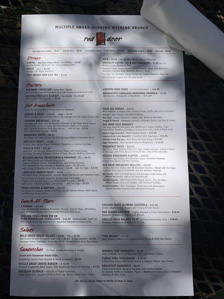 Menu at Red Door pub & bar, Little Rock