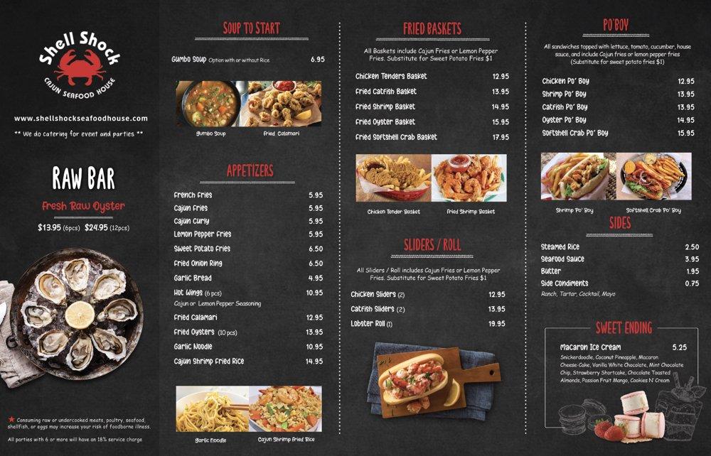 Menu at Shell Shock Seafood House restaurant, Alameda