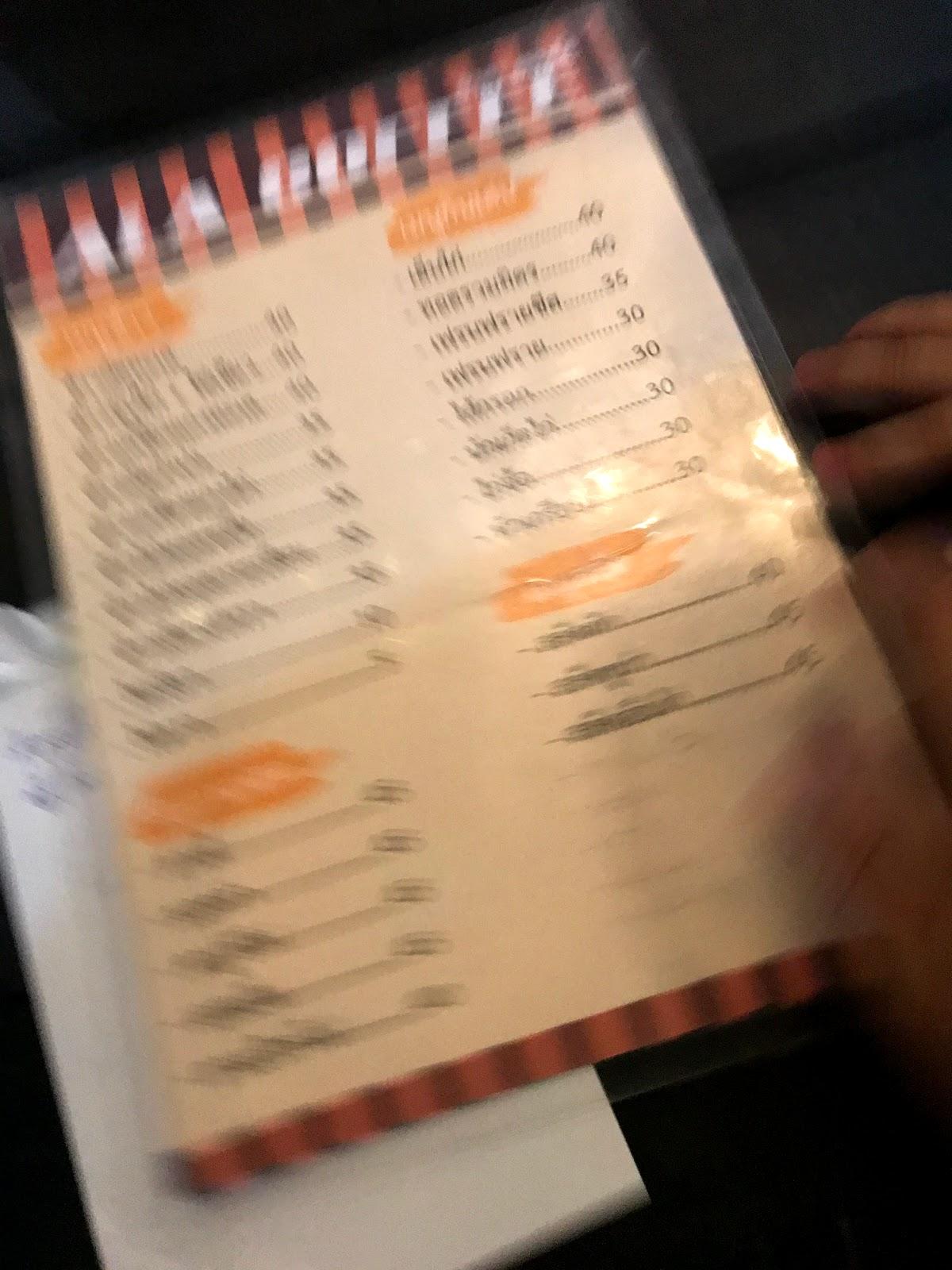 Menu at Ala Coffee cafe, Yala
