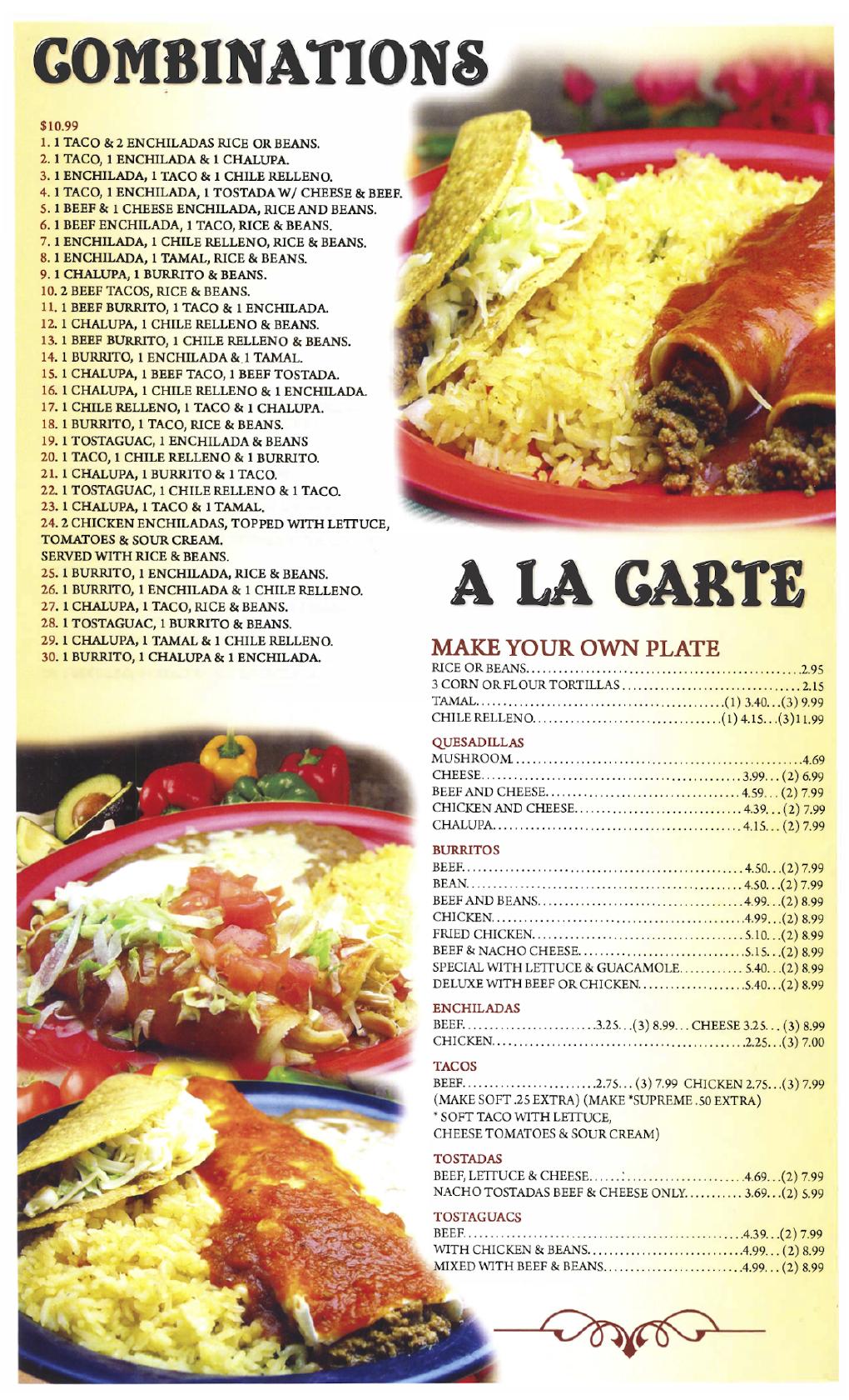 Menu at Chapala Mexican Restaurant, Mora