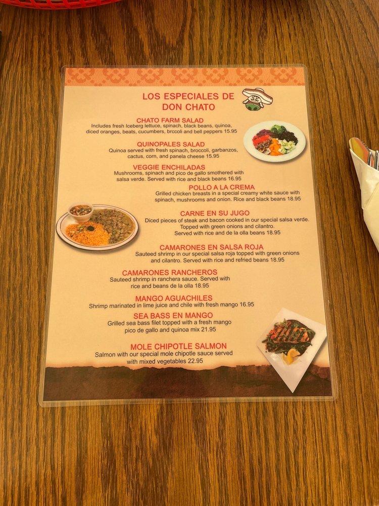 Menu at Don Chato Mexican Restaurant, Palmdale