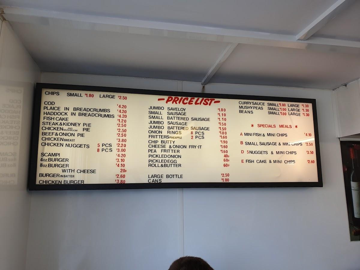 Menu at Ken's Fish Bar, Bath