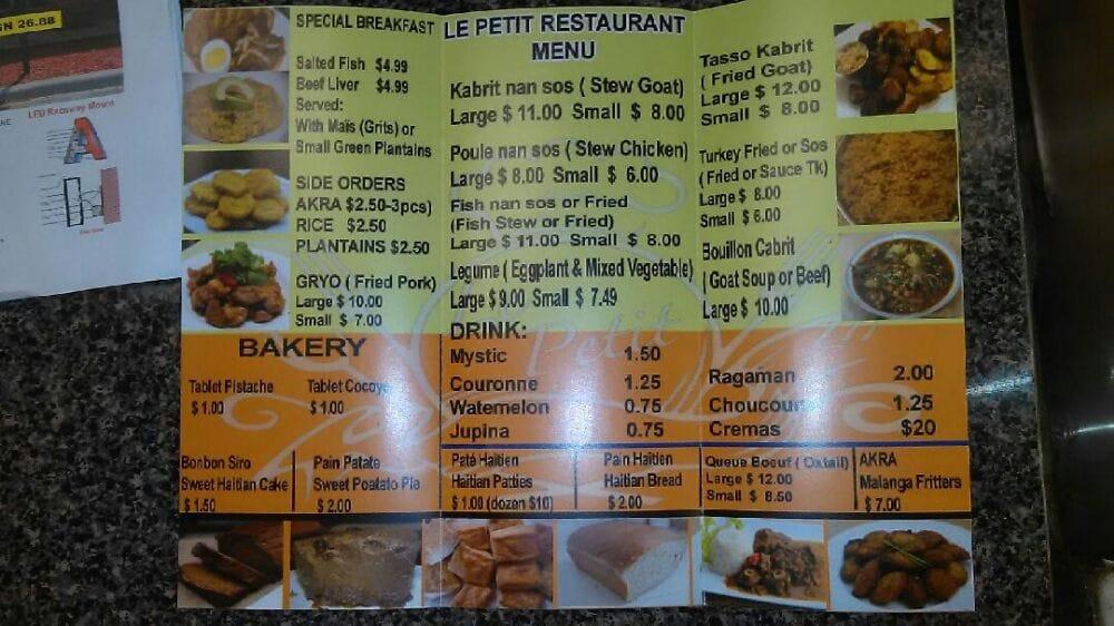 Menu at Le Petit Restaurant & Bakery, Poinciana