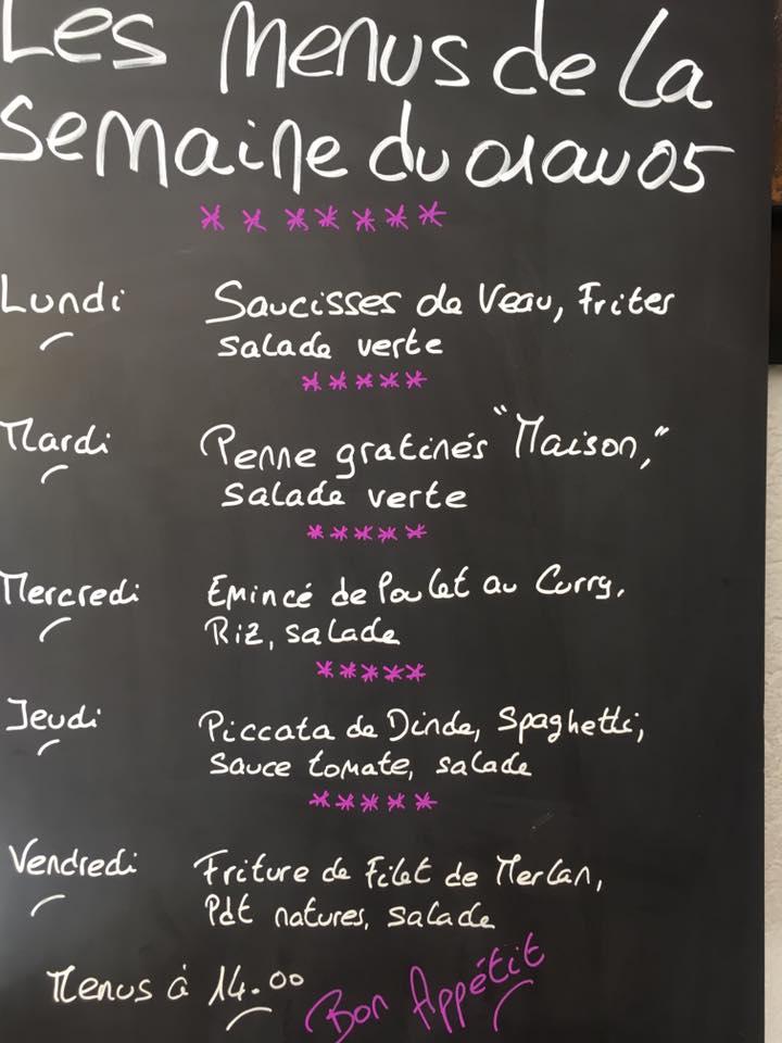 Menu at Monkey Bar, Porrentruy