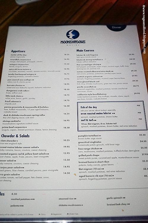 Menu at Moonshadows Malibu pub & bar, Malibu