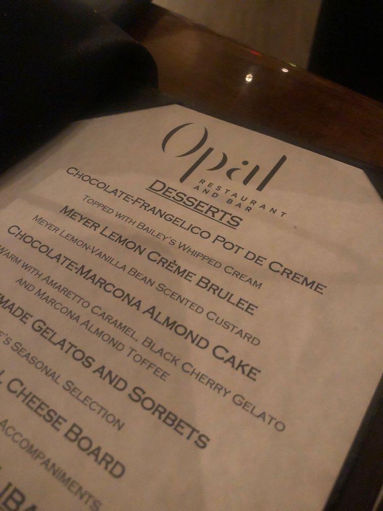 Menu at Opal Restaurant & Bar, Mount Pleasant