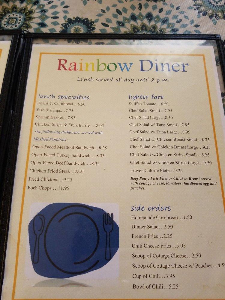 Menu at Rainbow Diner cafe, Kingman