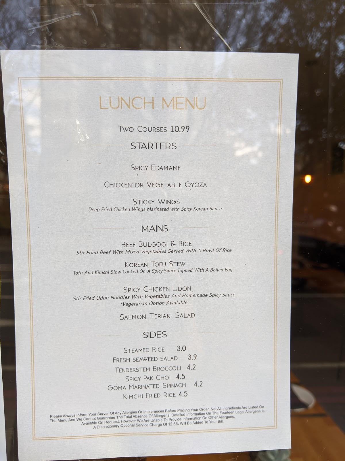 Menu at Simya Pan Asian restaurant, London