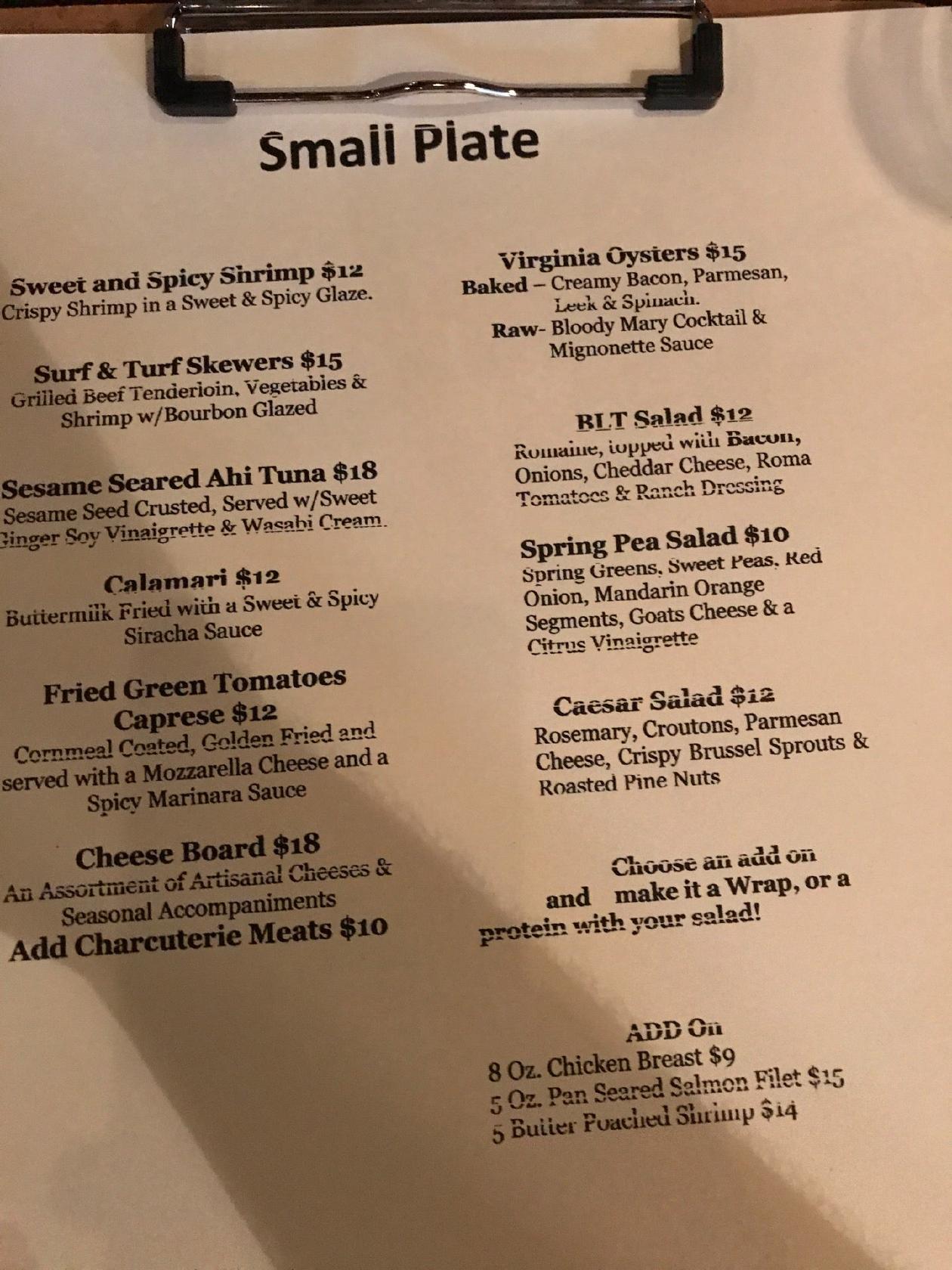 Menu at The Livery Tavern pub & bar, Lewisburg