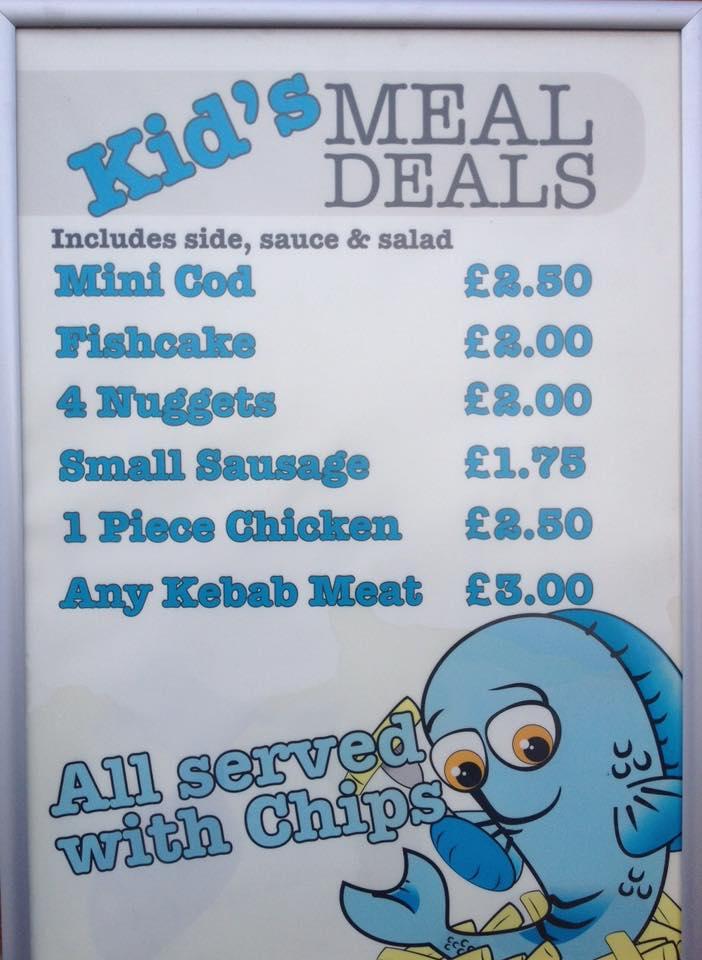 Menu at Grange Fish Bar, Stoke-on-Trent