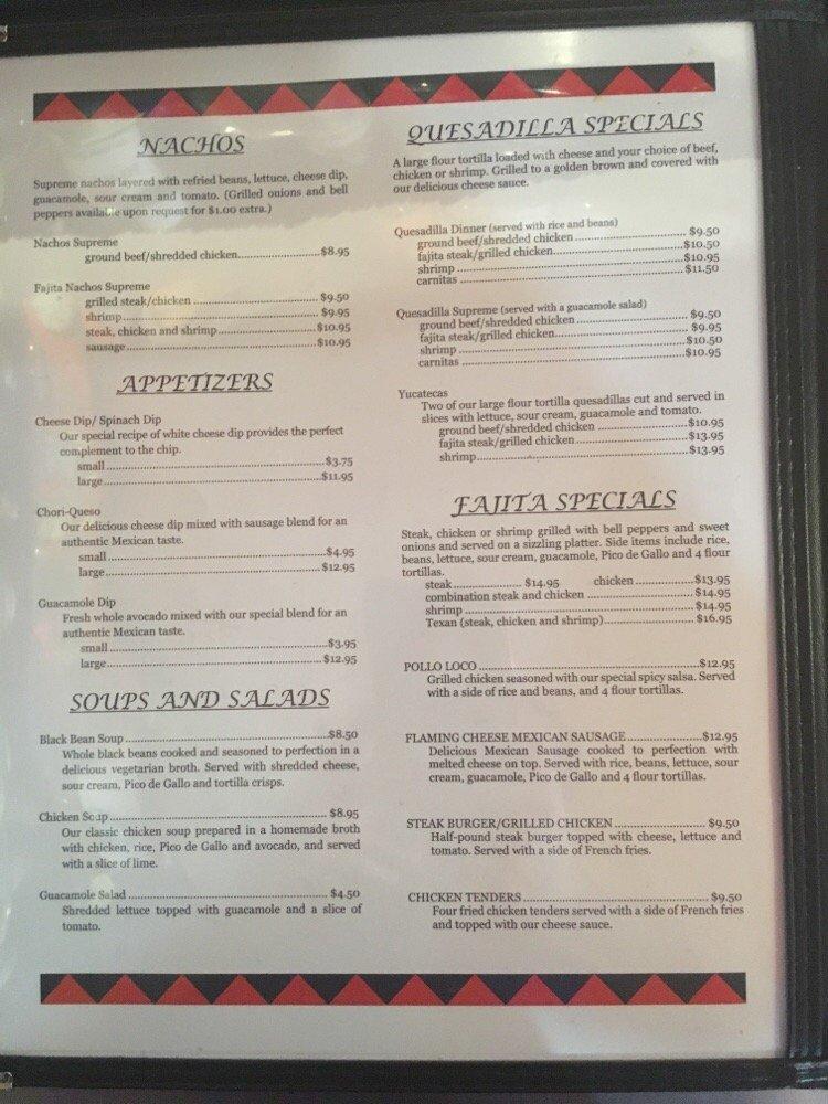 Menu at Tierra Caliente Mexican Grill restaurant, Childersburg