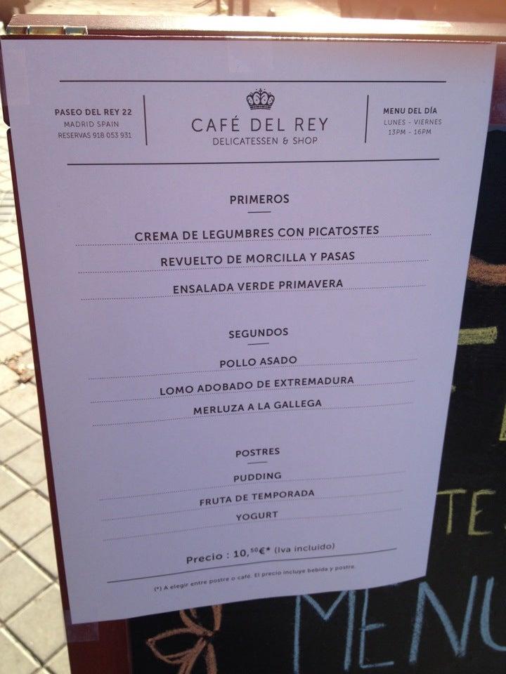 Menu at Café del Rey, Madrid, P.º del Rey
