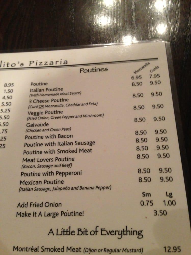 Carta de pizzería Carlitos Pizza, Banff