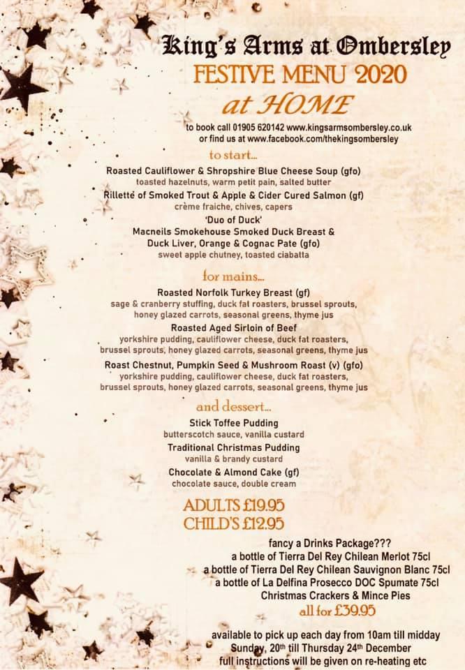 Menu at Kings Arms pub & bar, Ombersley, Main Road