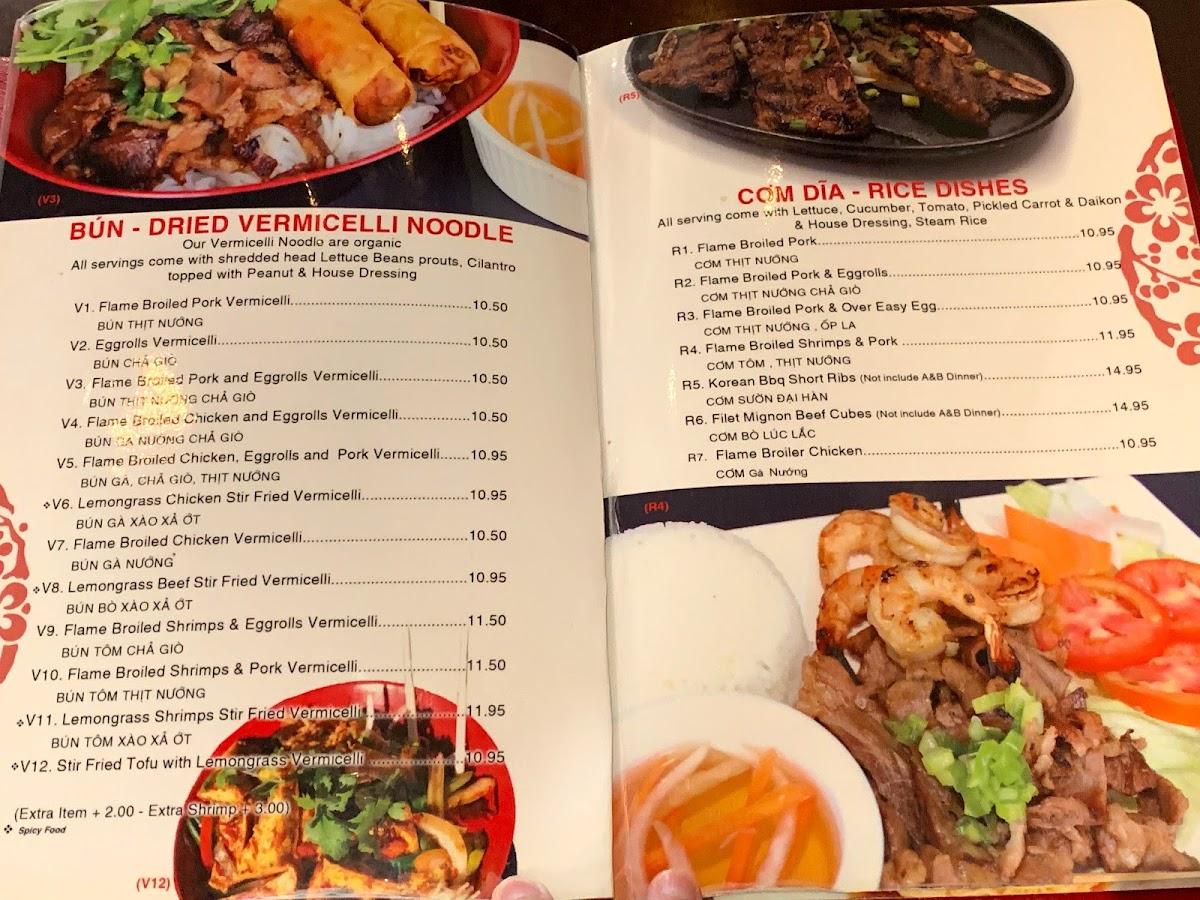 Menu at Pho Chopstix restaurant, Gardnerville