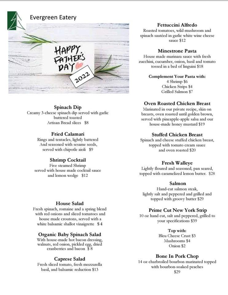 Menu at Evergreen Eatery pub & bar, Rochester