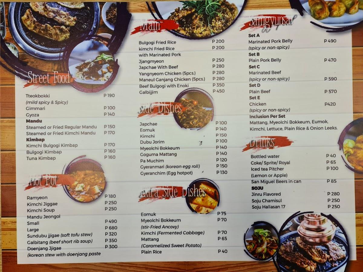 Menu at Pali-Pali Korean Restaurant, San Pedro