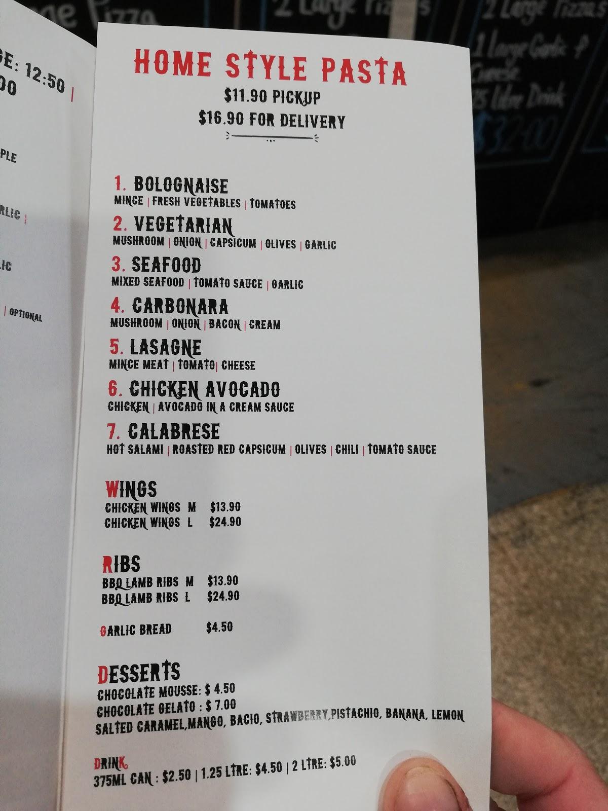 Menu at Razz's Pizza House pizzeria, Pakenham