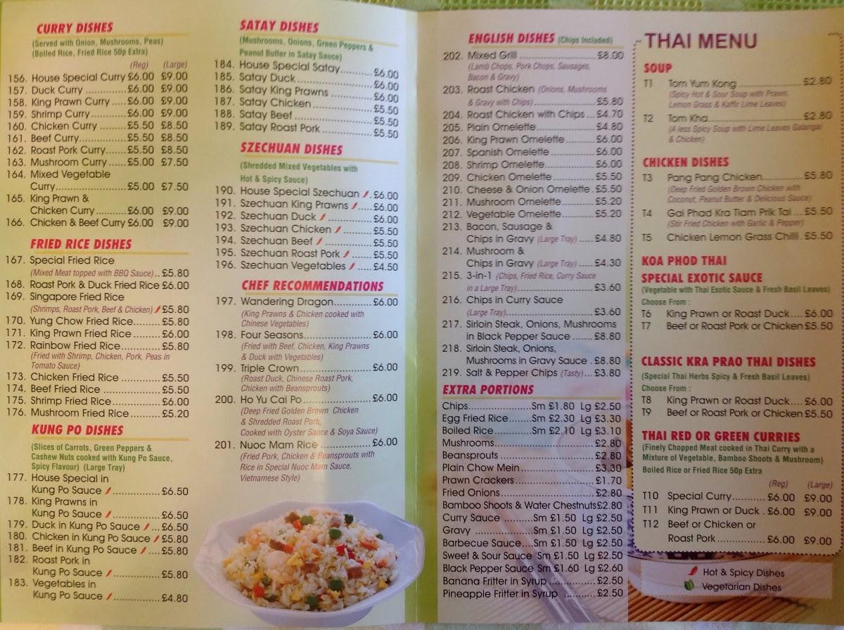Menu at Eastern Star fast food, Coventry