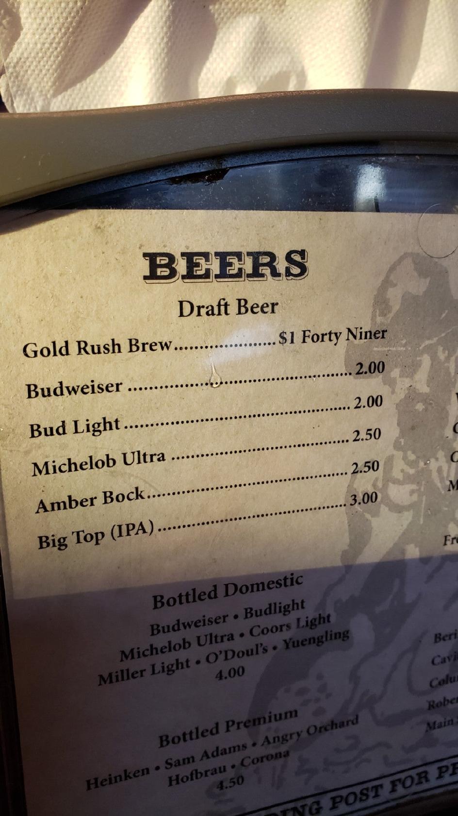 Menu at Gold Rush BBQ, Venice, 661 S Tamiami Trail