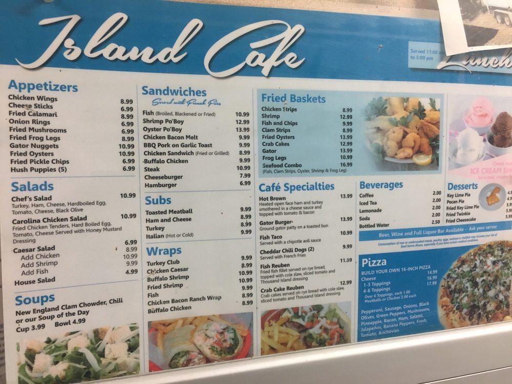 Menu at Island Cafe, Everglades City