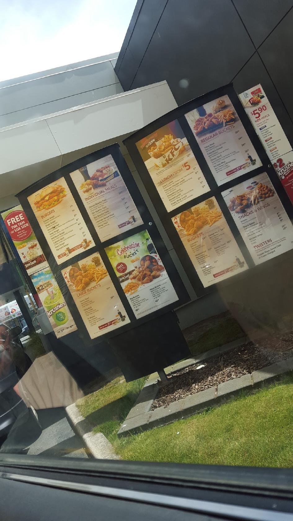 Menu at KFC Timaru fast food, Timaru