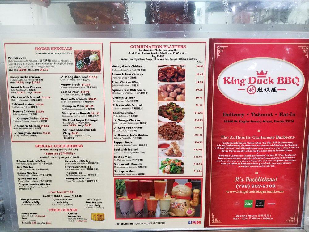 Menu at King Duck Chinese BBQ, Miami